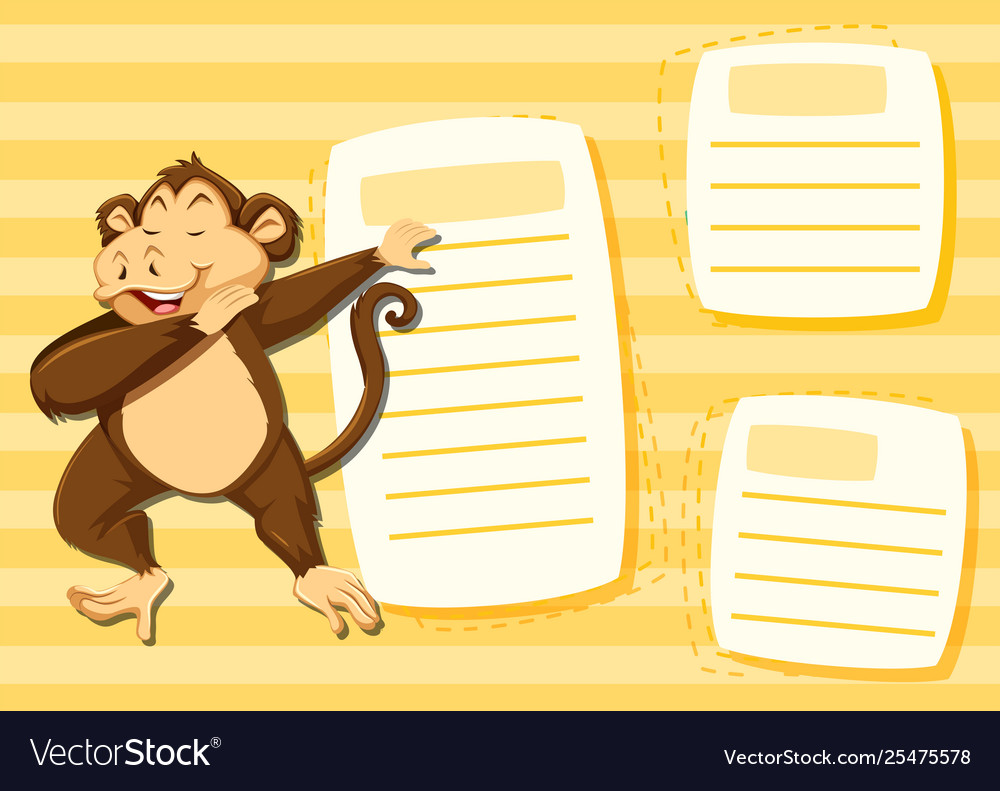 Monkey on note template Royalty Free Vector Image