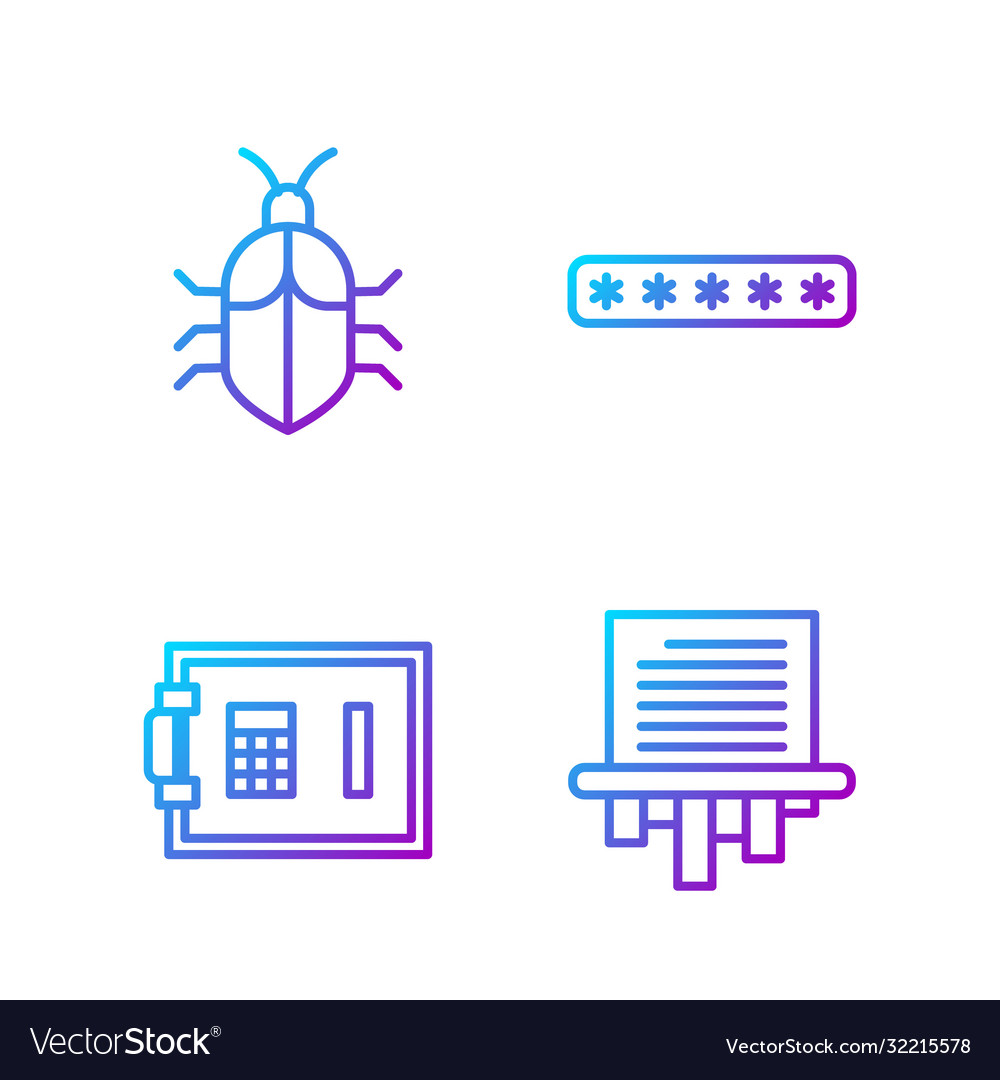 Set line paper shredder safe system bug concept Vector Image Set line paper shredder safe system bug concept Vector Image