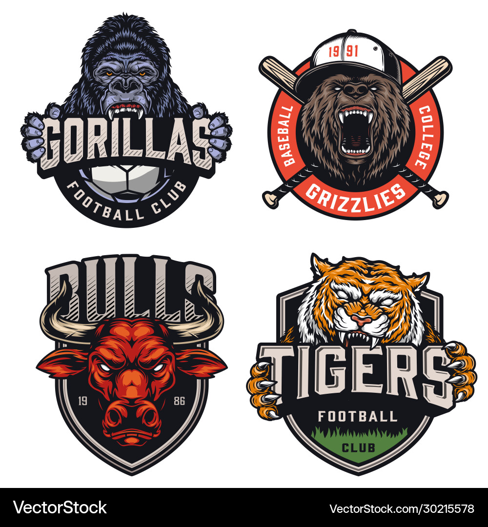 Sports teams colorful emblems set Royalty Free Vector Image