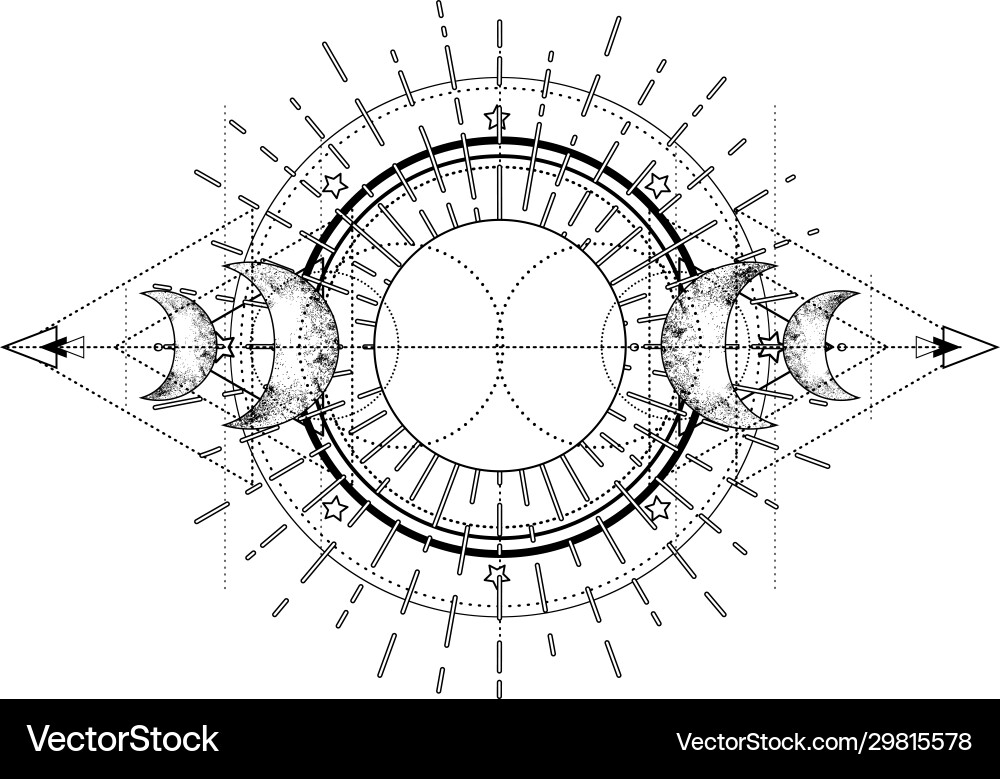 Triple moon pagan wicca moon goddess symbol three Vector Image