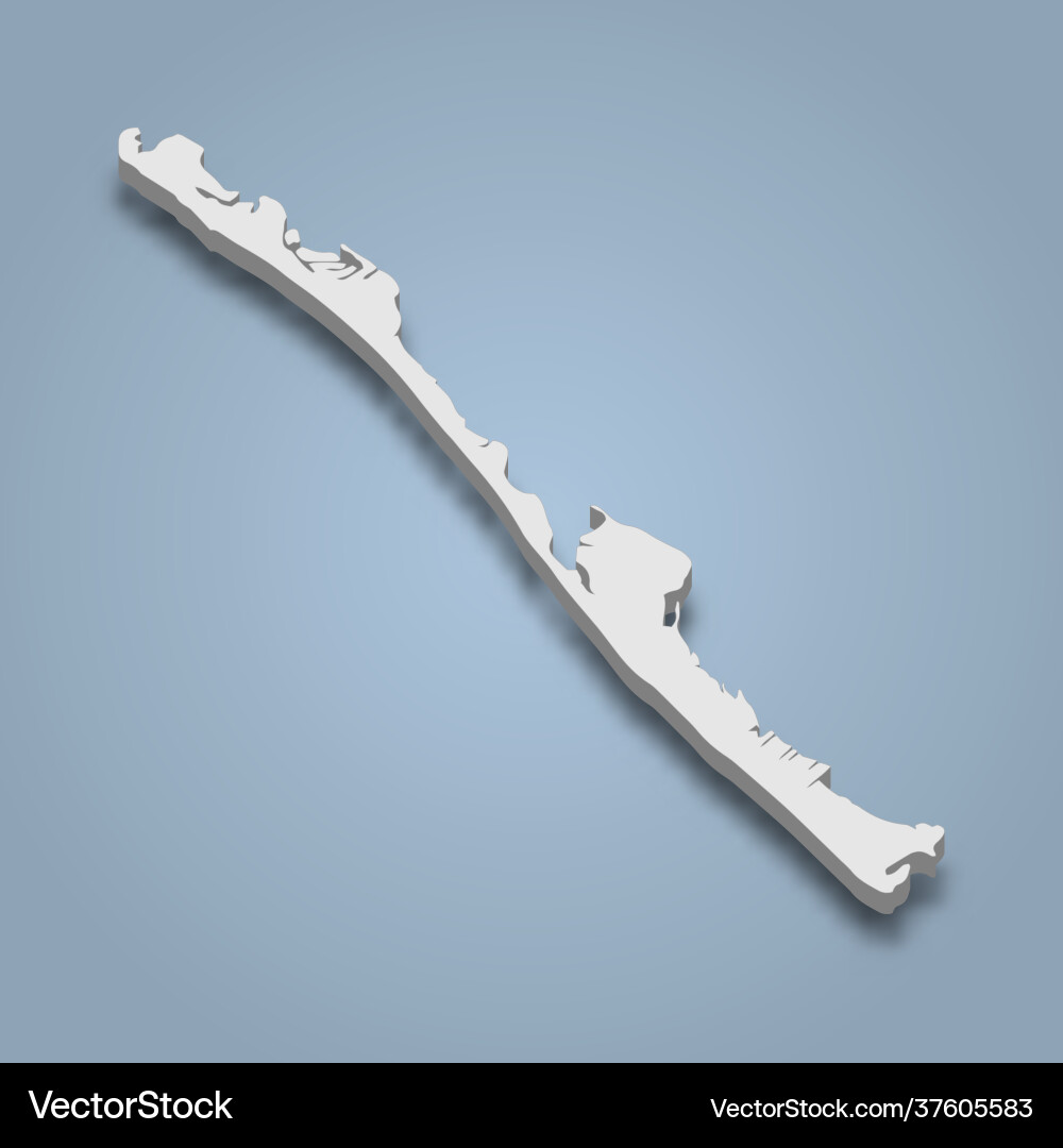 3d isometric map longboat key is an island in Vector Image