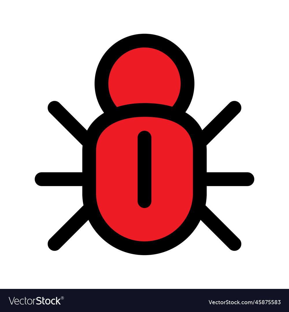Bug icon line isolated on white background black Vector Image