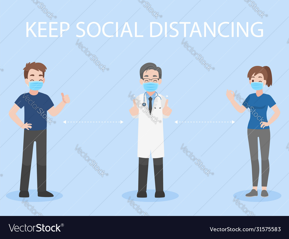 Doctor And People Keep Social Distancing Vector Image
