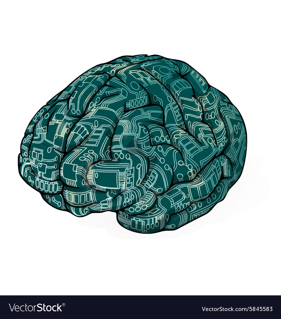 Electronics brain Royalty Free Vector Image - VectorStock