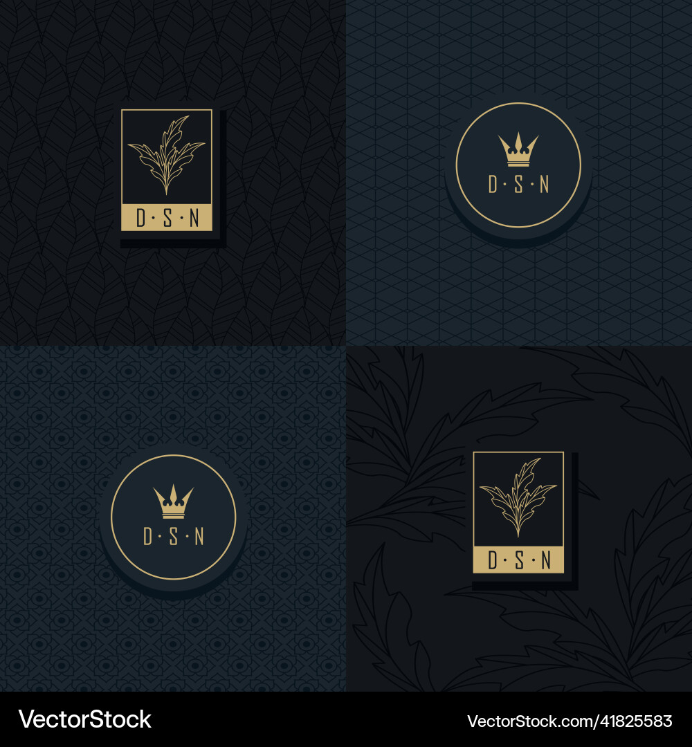 Elegant pattern four emblems Royalty Free Vector Image