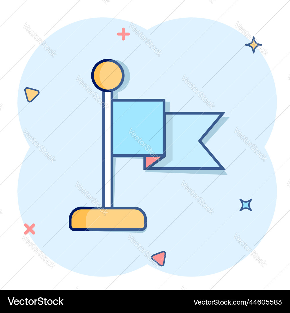 Flag icon in comic style pin cartoon on white Vector Image