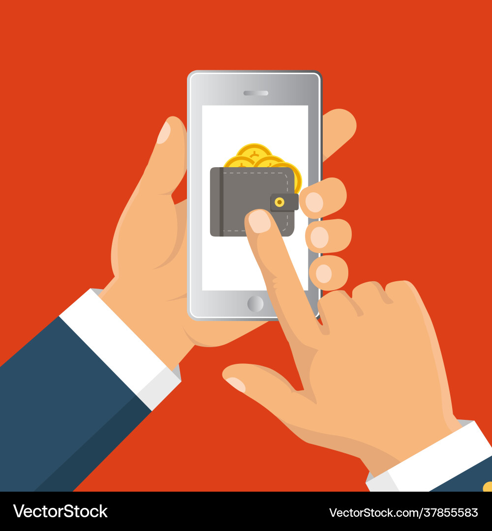 Flat cartoon style send money via Royalty Free Vector Image