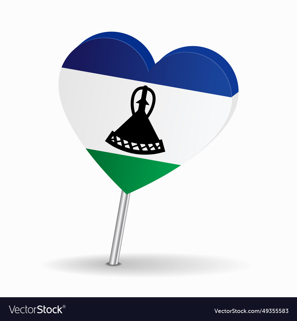 Lesotho flag heart-shaped map pointer layout Vector Image