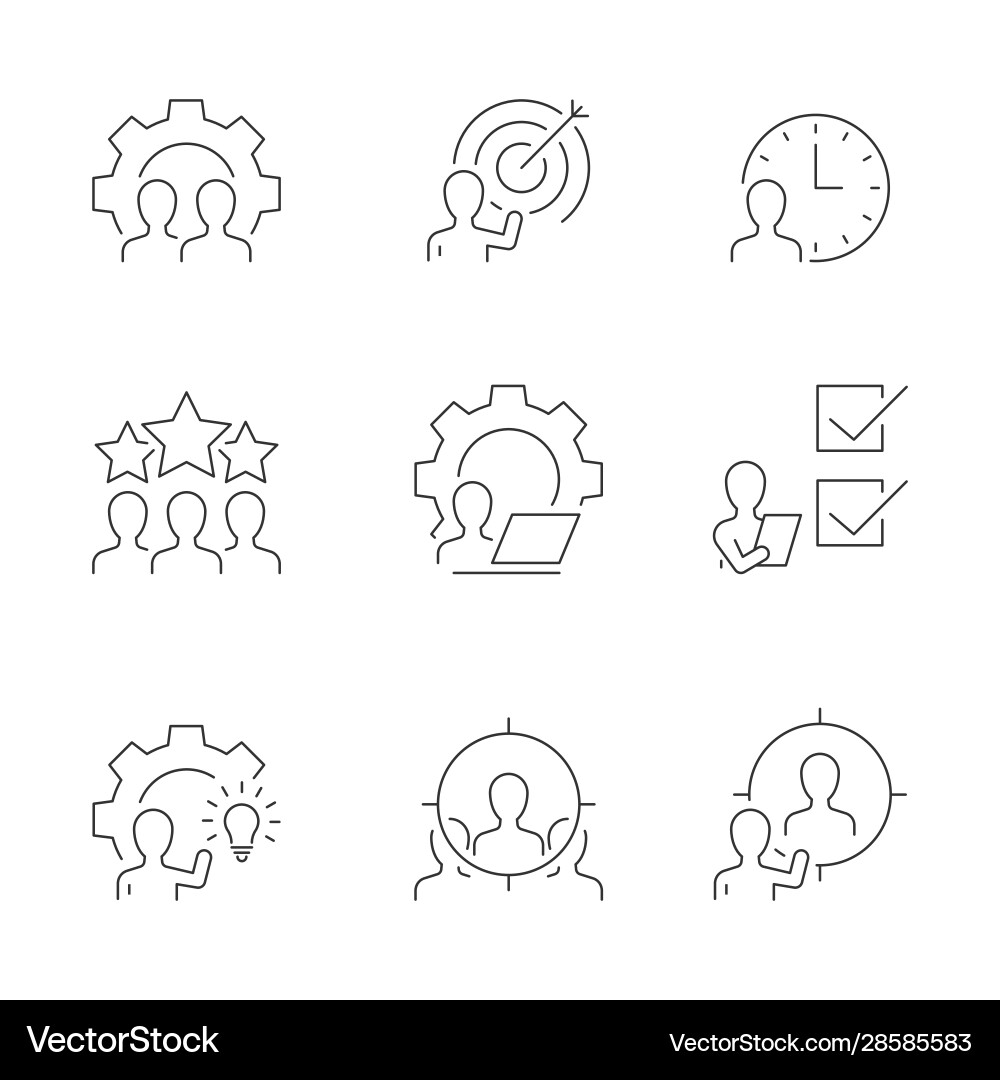 Management line icons on white background Vector Image