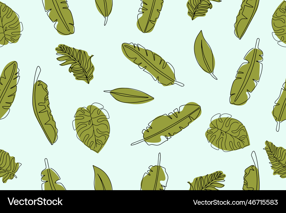 Minimal abstract leaves in line drawing set Vector Image