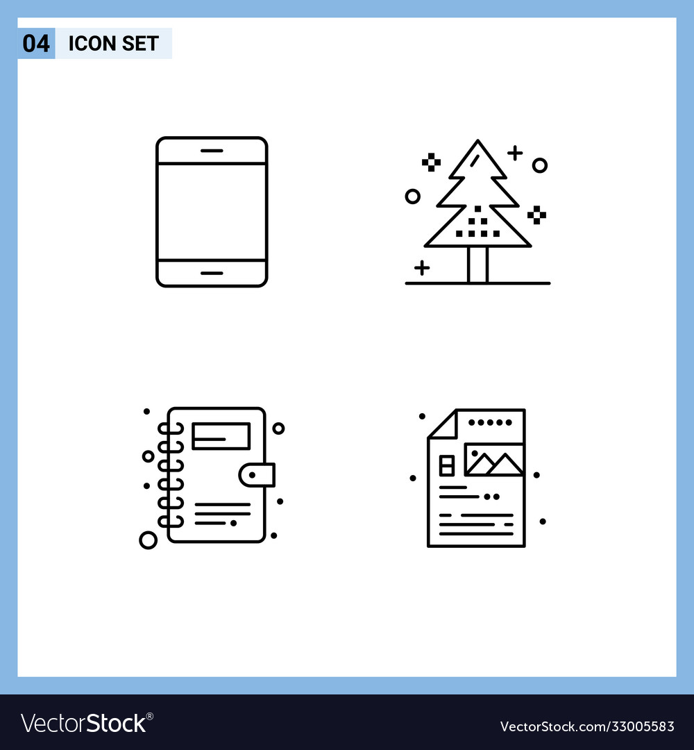 Mobile interface line set 4 pictograms Royalty Free Vector Mobile interface line set 4 pictograms Royalty Free Vector