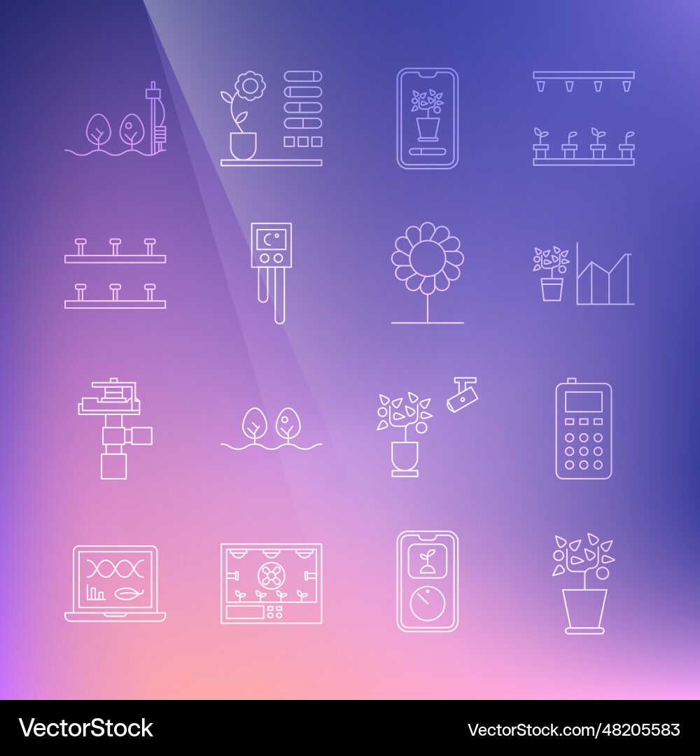 Set line plant in pot remote control flower Vector Image