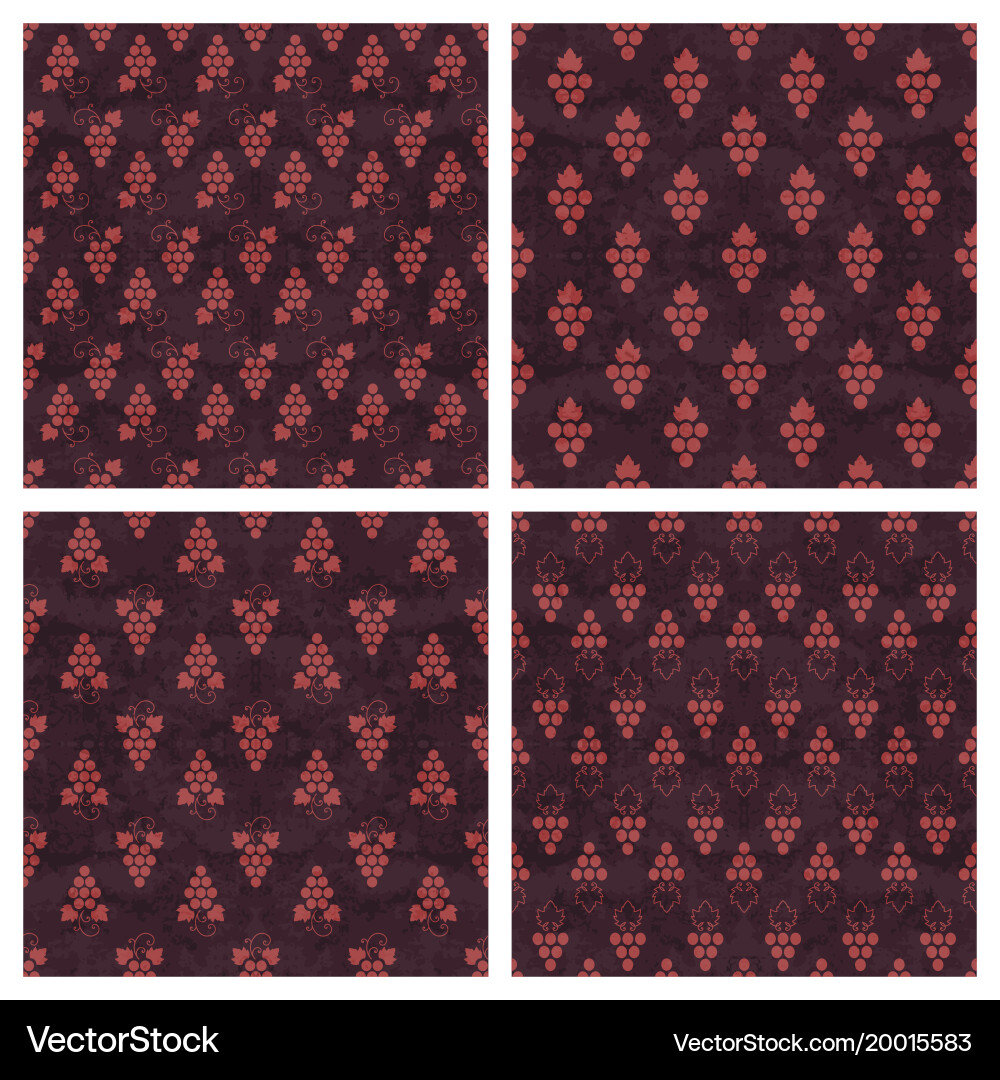 Set of grunge seamless pattern grapes Royalty Free Vector