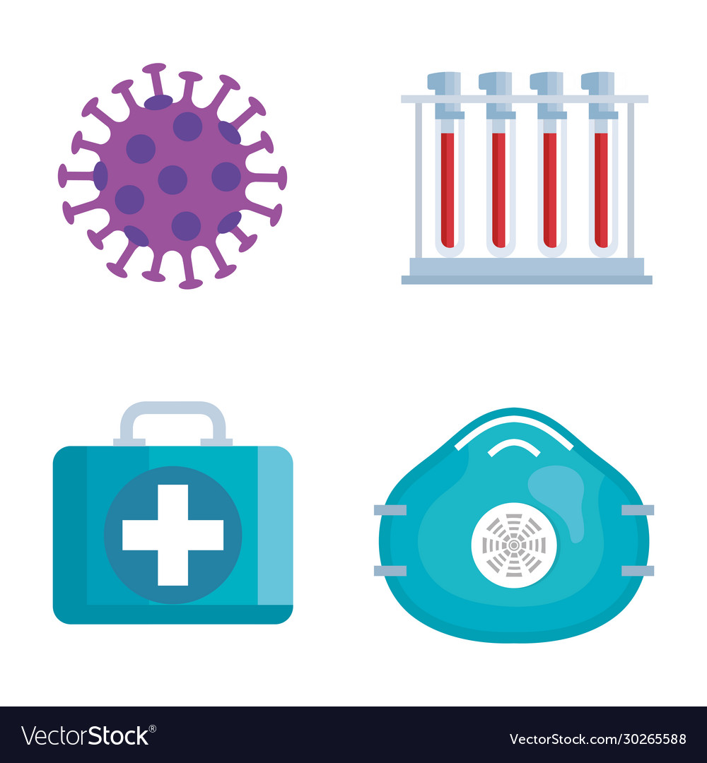 Bundle covid19 19 set icons Royalty Free Vector Image