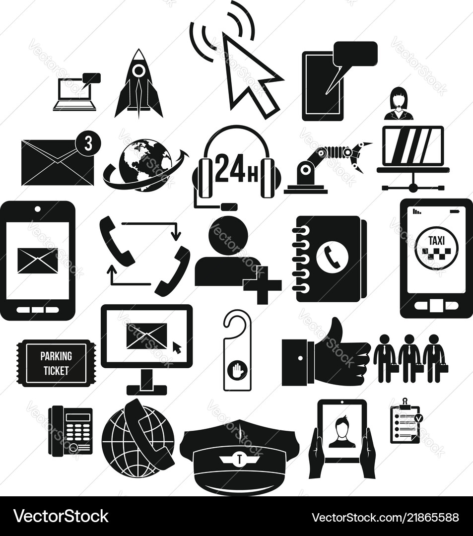 Call on business icons set simple style Royalty Free Vector