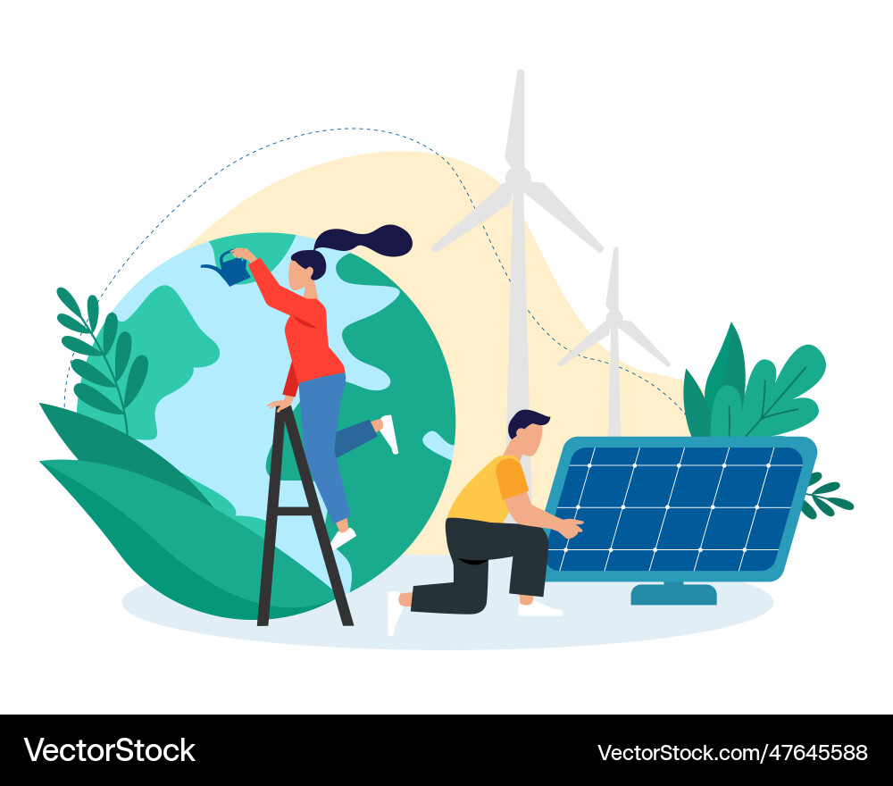 Care for environment male character Royalty Free Vector
