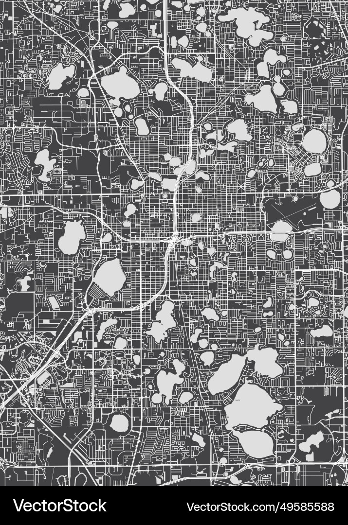 City map orlando monochrome detailed plan Vector Image