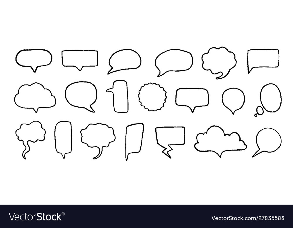 Doodle Speech Bubbles Hand Drawn Elements Vector Image