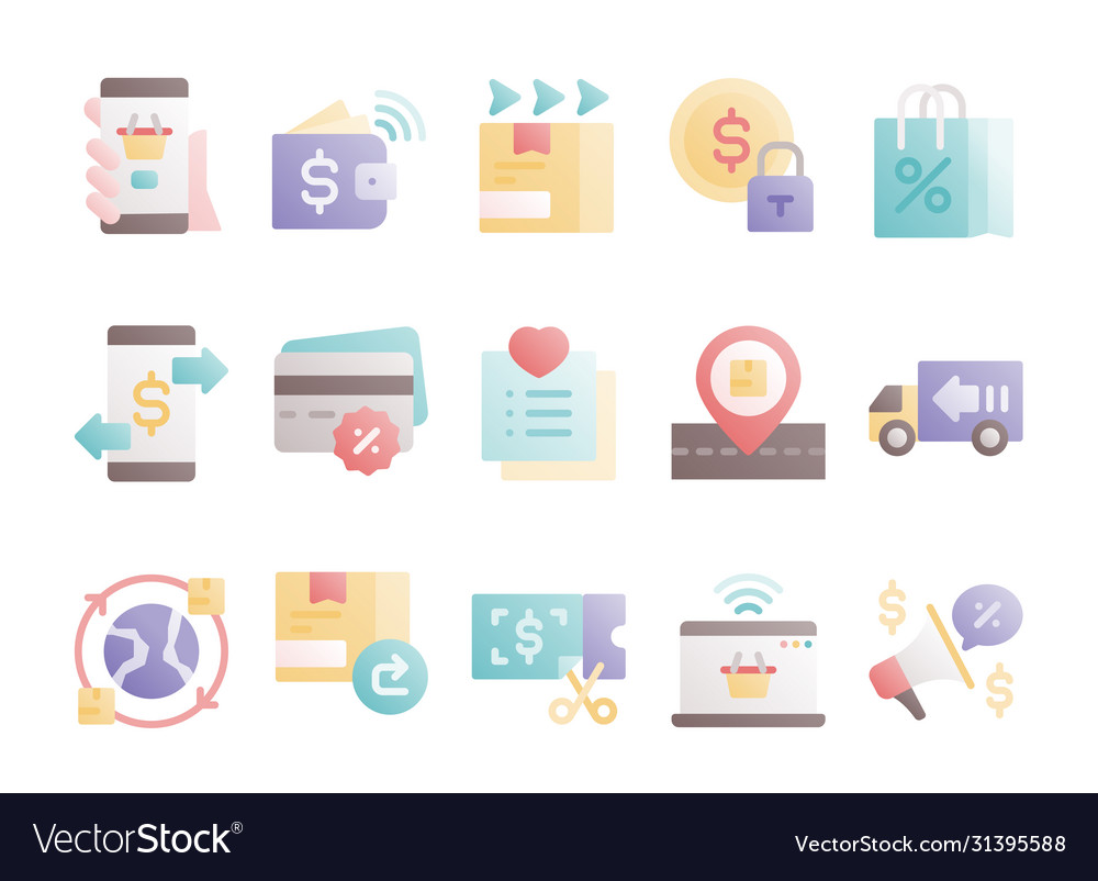 E-commerce icons Royalty Free Vector Image - VectorStock