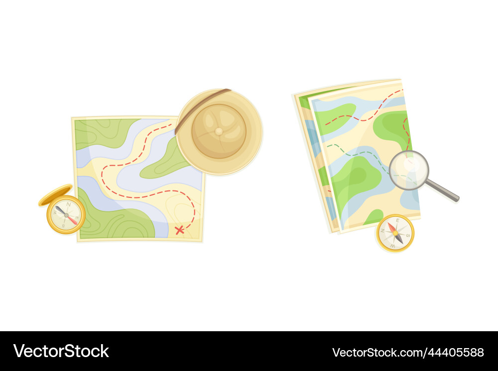 Expedition map depicting geography and route Vector Image