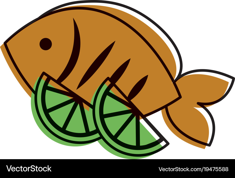 Food fresh fish and slide lime Royalty Free Vector Image