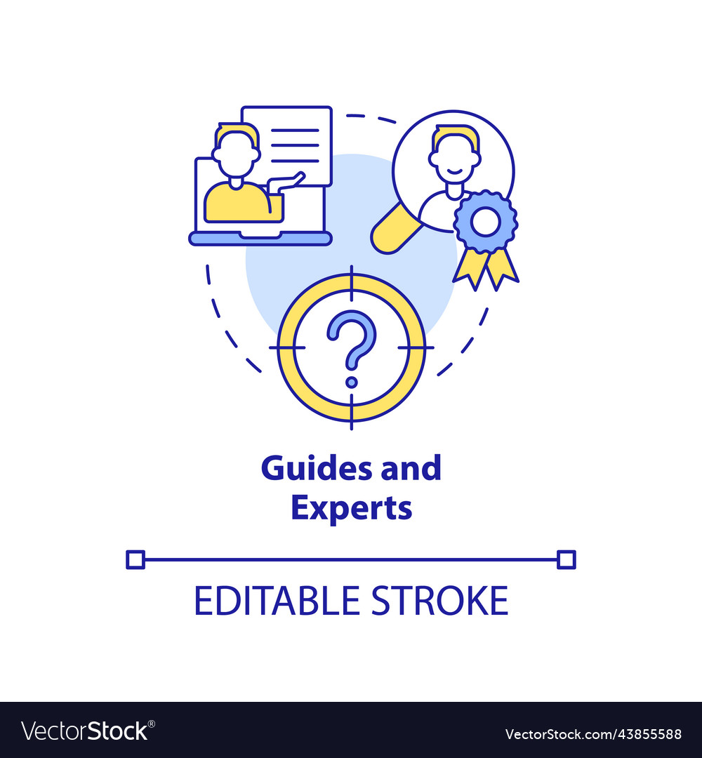 Guides and experts concept icon Royalty Free Vector Image