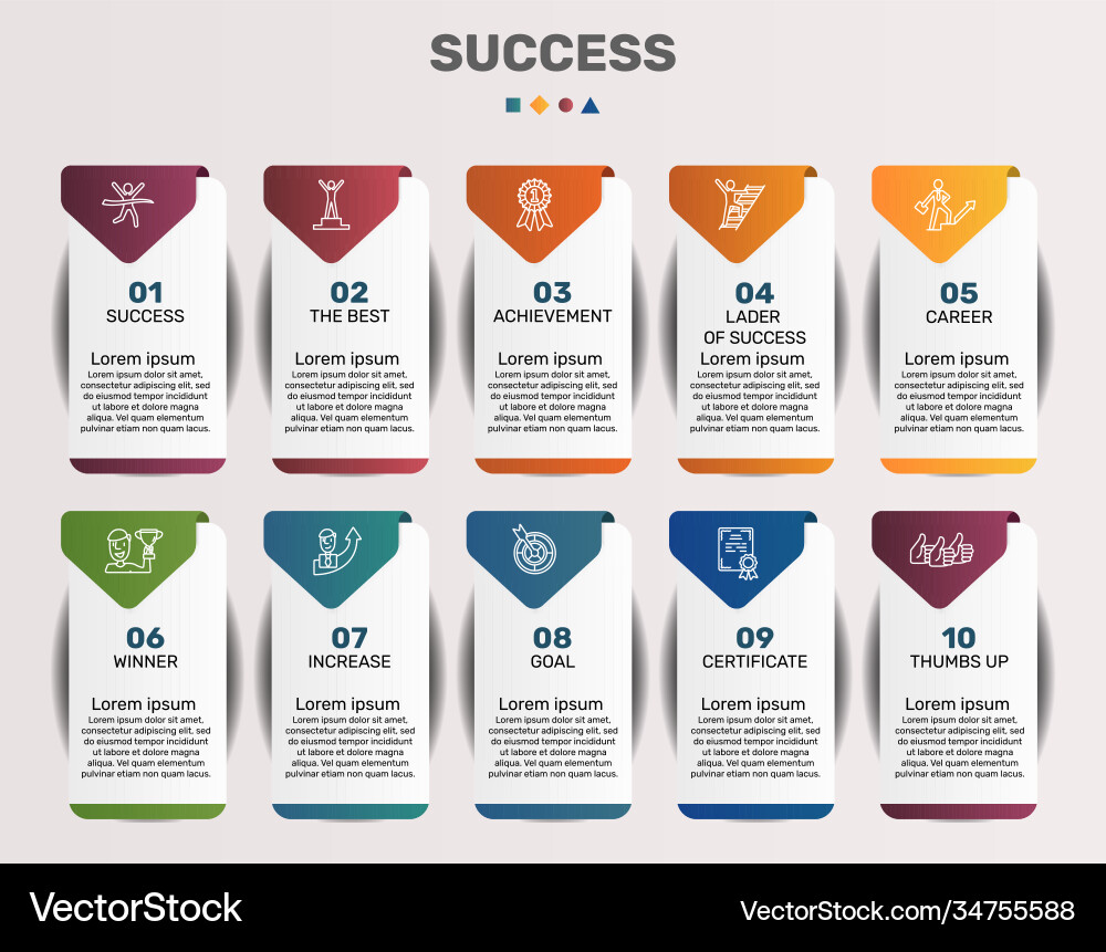 Infographic success template icons in different Vector Image