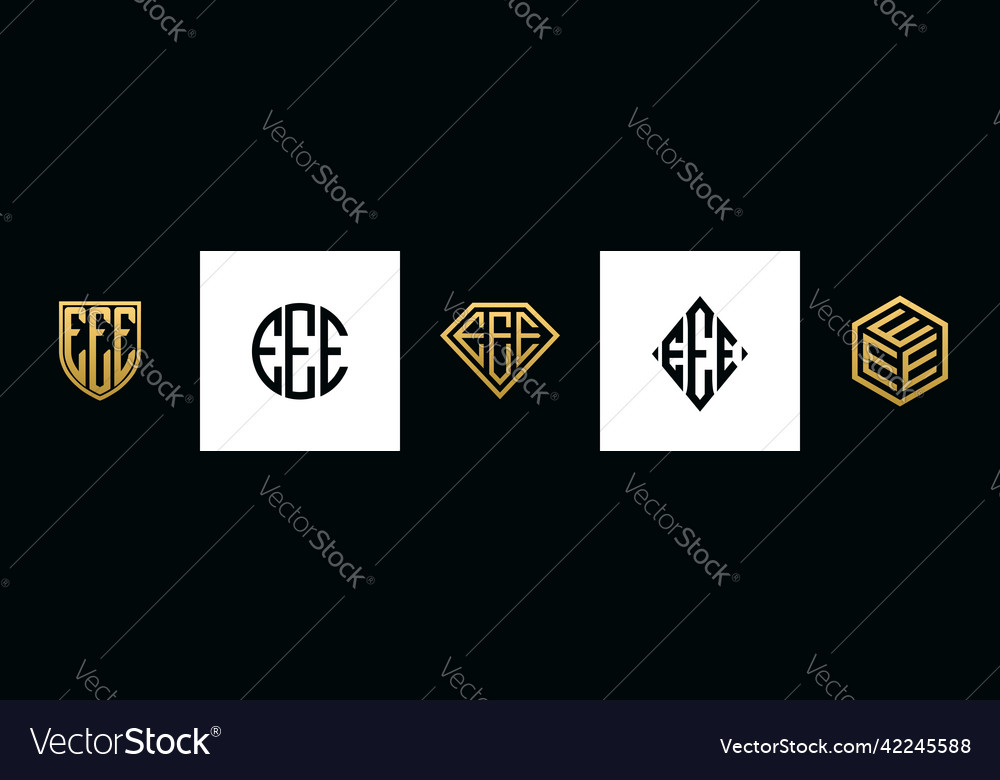 Initial letters eee logo designs bundle Royalty Free Vector
