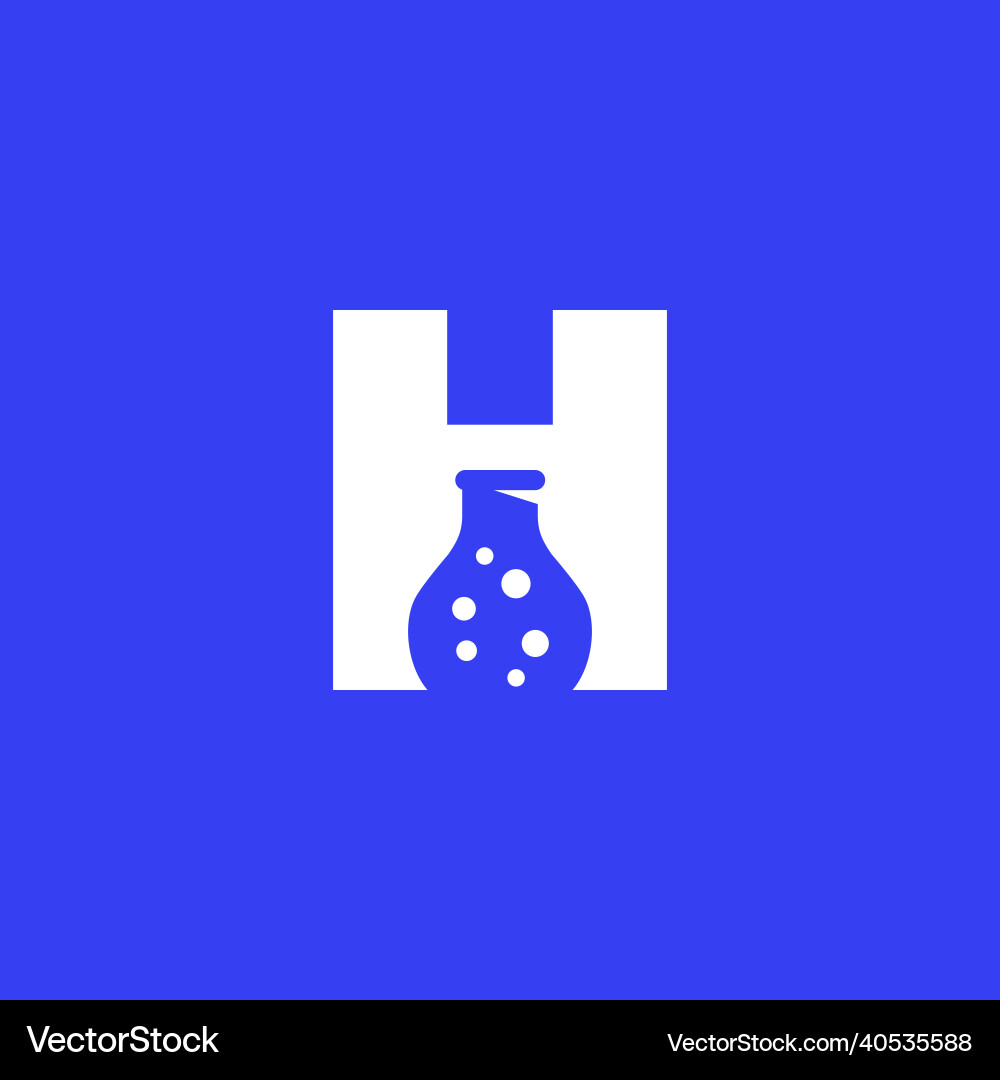 Lab logo with h letter and glass Royalty Free Vector Image