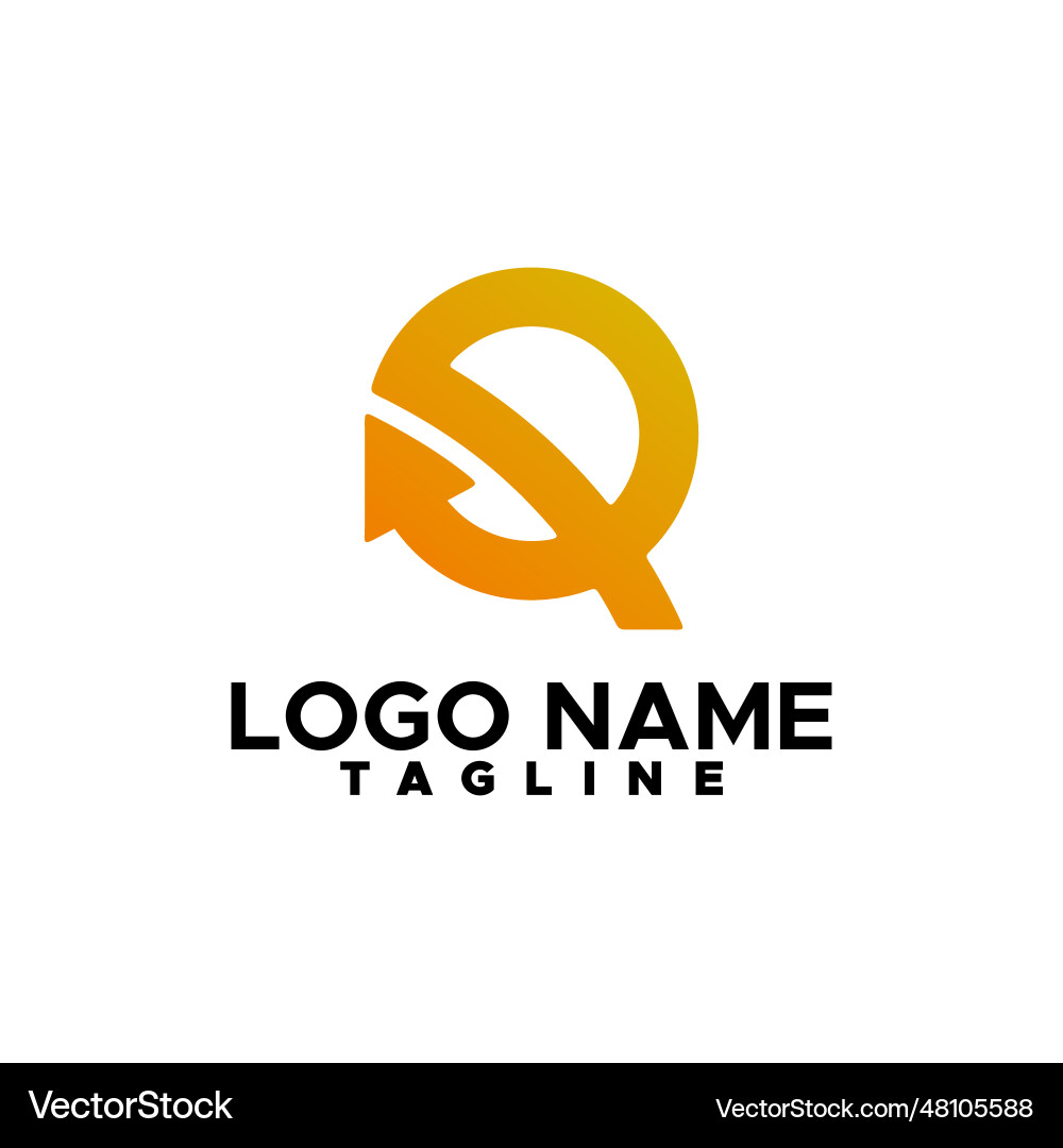 Letter q and r reload logo design Royalty Free Vector Image