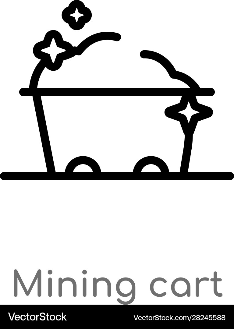 Outline mining cart icon isolated black simple Vector Image