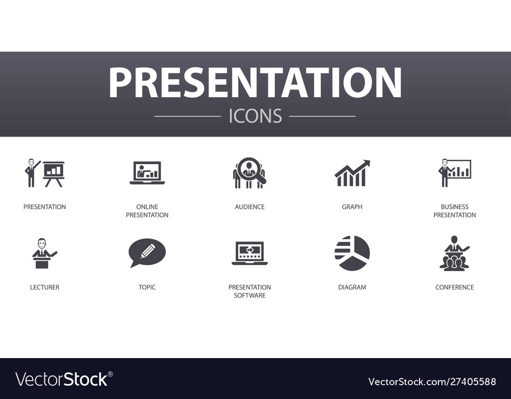Presentation simple concept icons set contains Vector Image