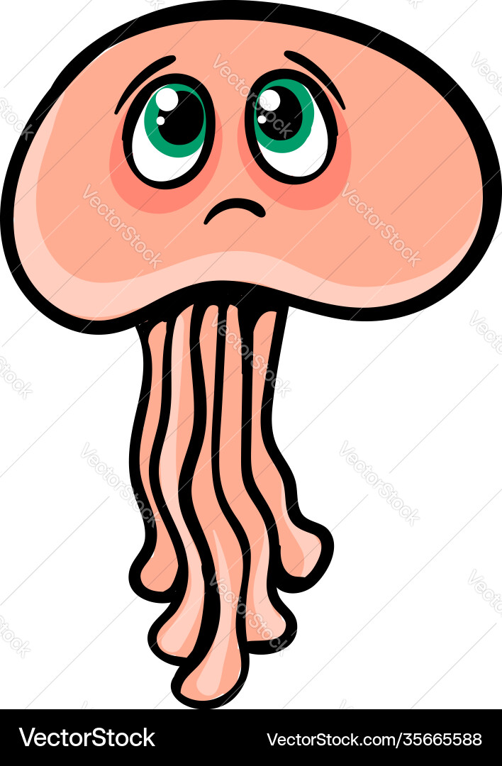 Sad pink jellyfish on a white background Vector Image