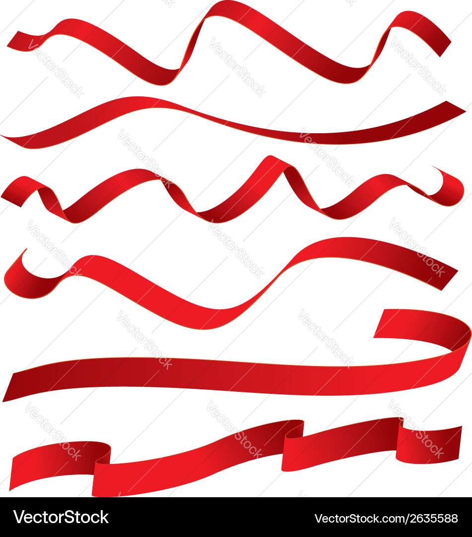 Set of red ribbons design Royalty Free Vector Image