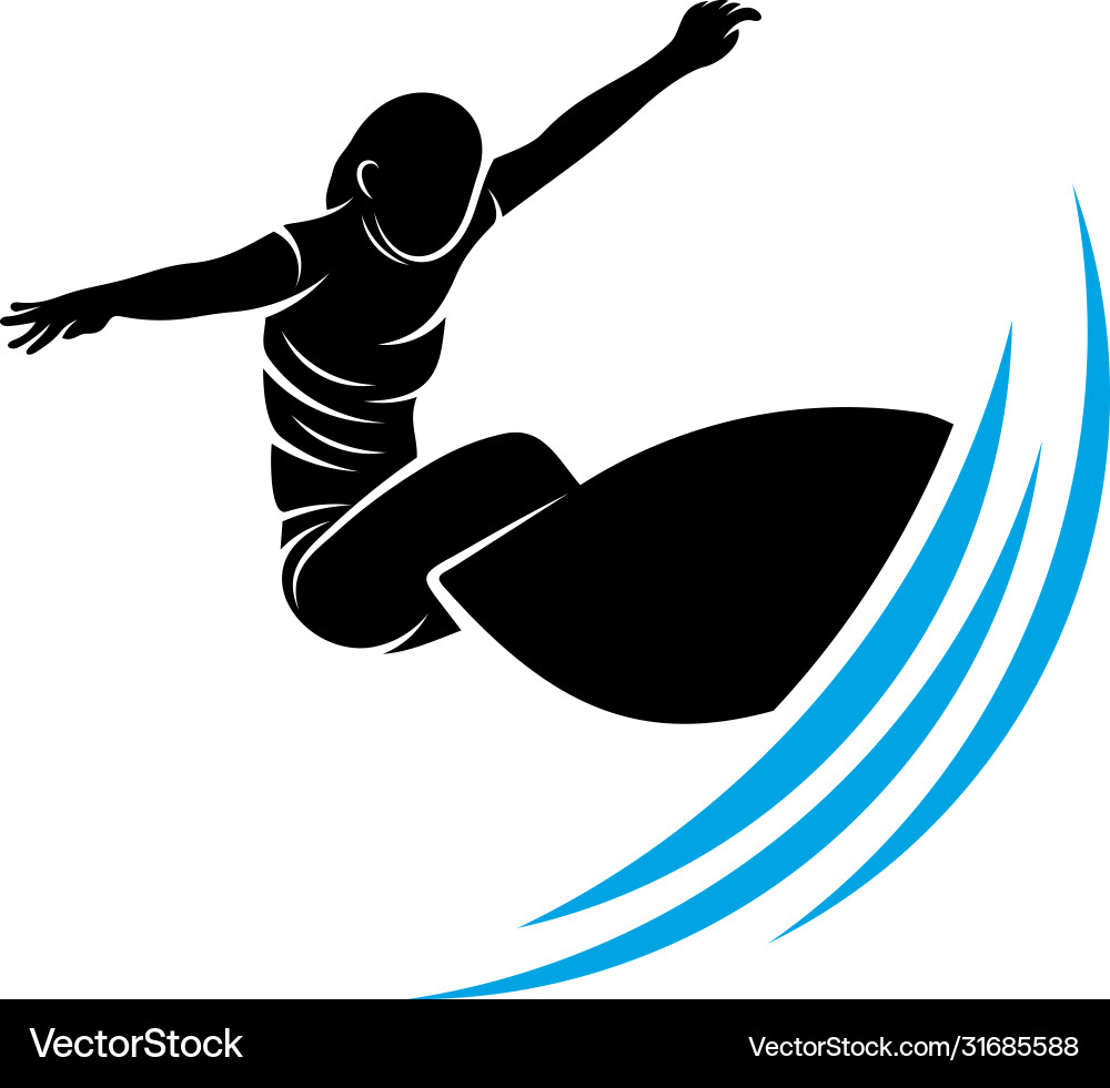 Surfing with water wave logo template symbol Vector Image