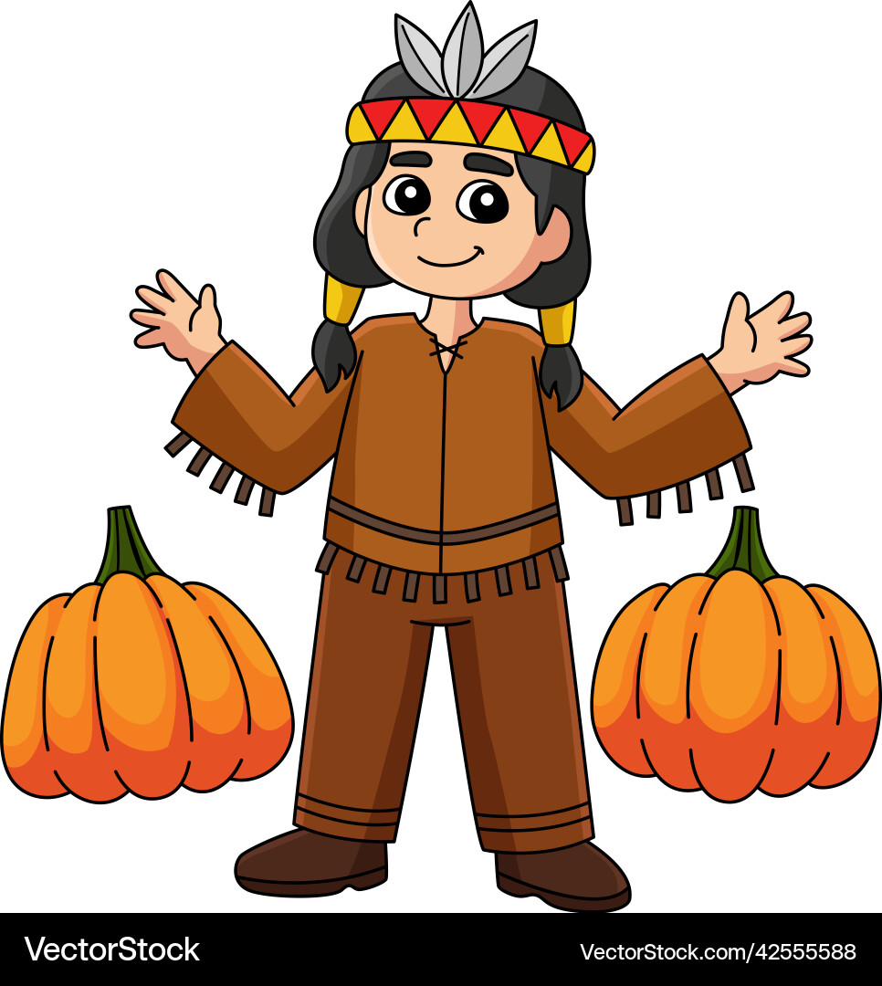 Thanksgiving native american clipart Royalty Free Vector
