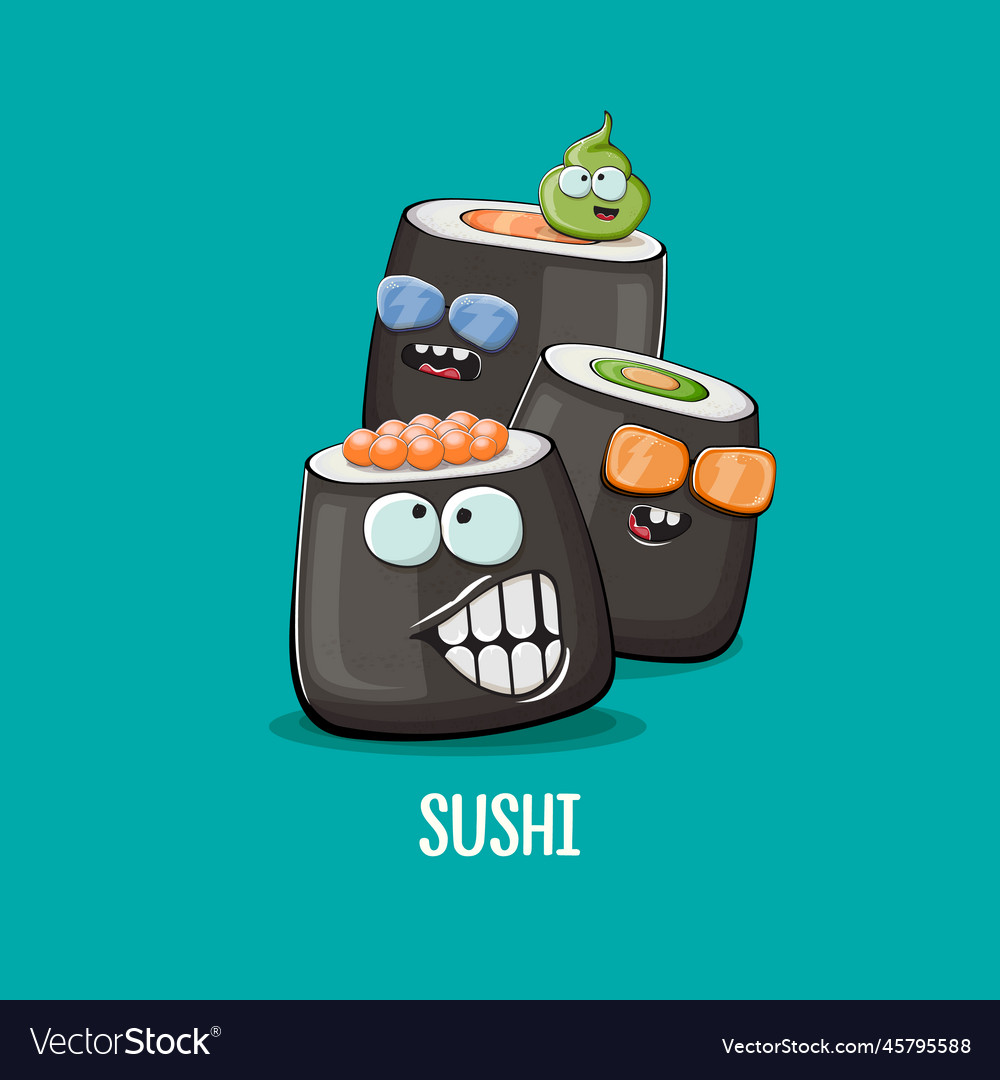 Vintage sushi poster design template with sushi Vector Image