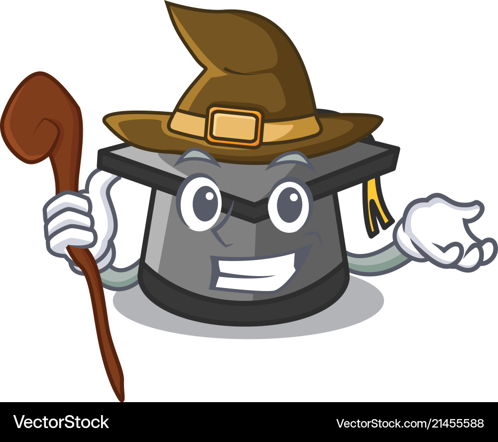 Witch graduation hat mascot cartoon Royalty Free Vector