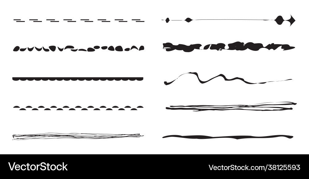 A collection ten hand drawn lines brush lines Vector Image
