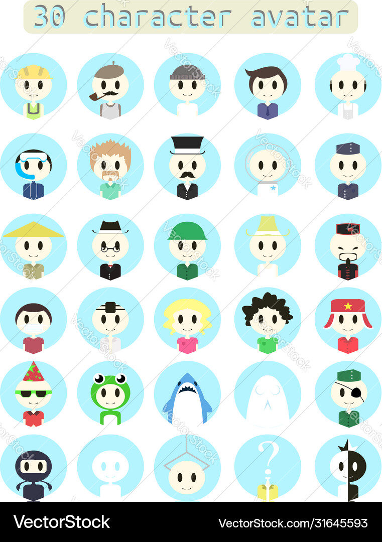 Avatar collection cartoon character design Vector Image