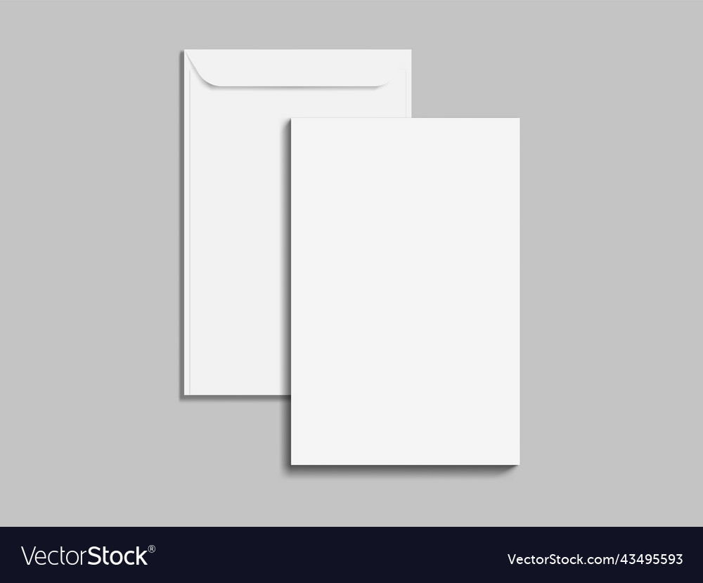 Blank white letter paper envelope top view Vector Image