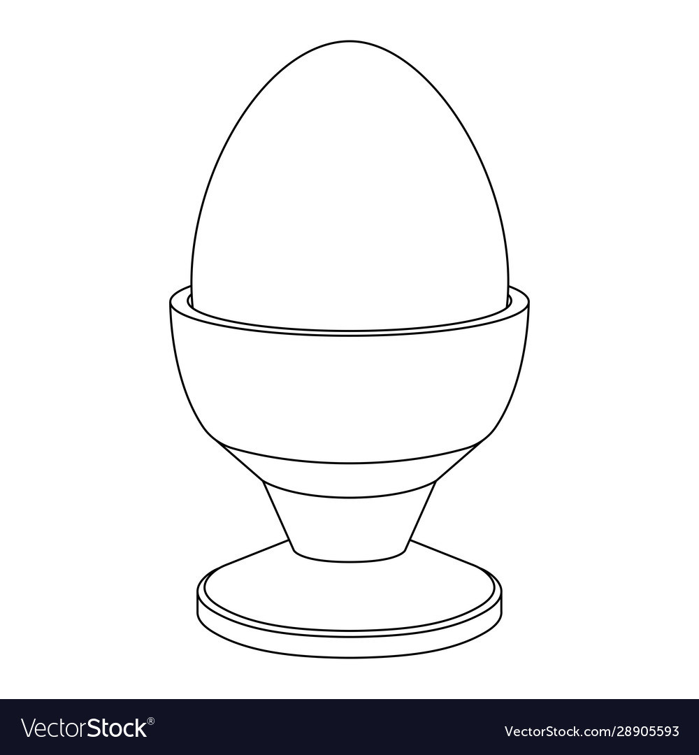 Boiled egg in stand outline drawing Royalty Free Vector