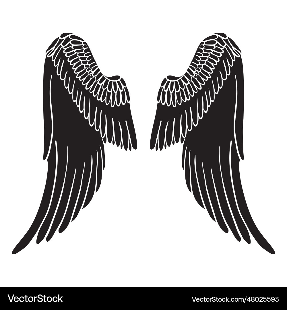 Classic elegant angel wings cut out black Vector Image