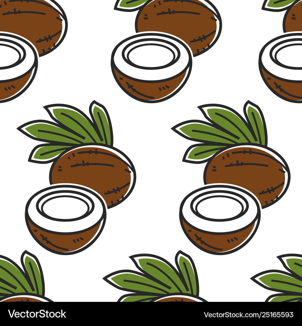 Coconut thailand nut seamless pattern exotic food Vector Image