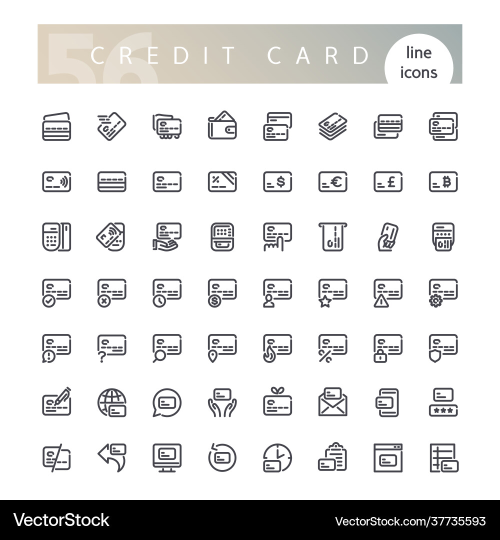 Credit card line icons set Royalty Free Vector Image