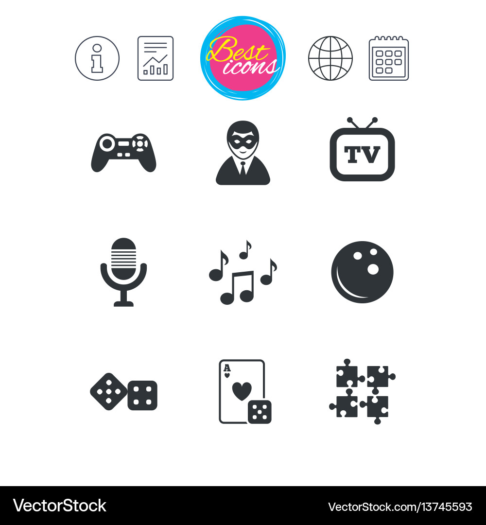 Entertainment icons game bowling and puzzle Vector Image