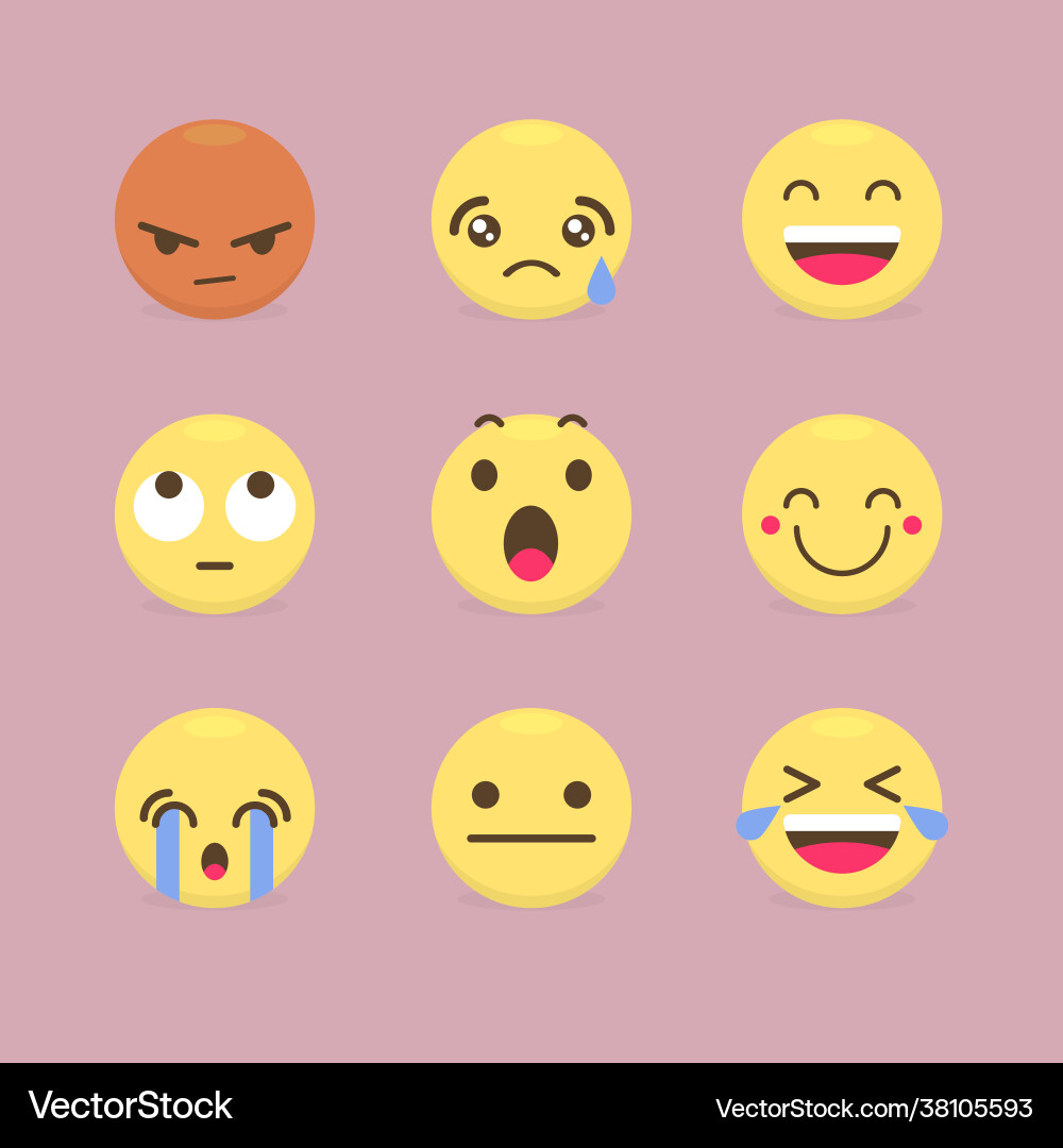 Flat emoticon reaction collection in a design Vector Image
