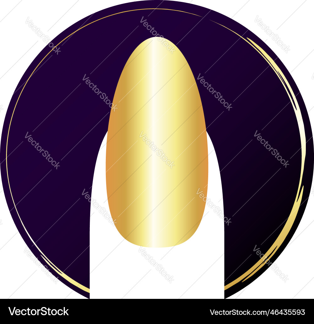 Gold nail in circle design for salon Royalty Free Vector