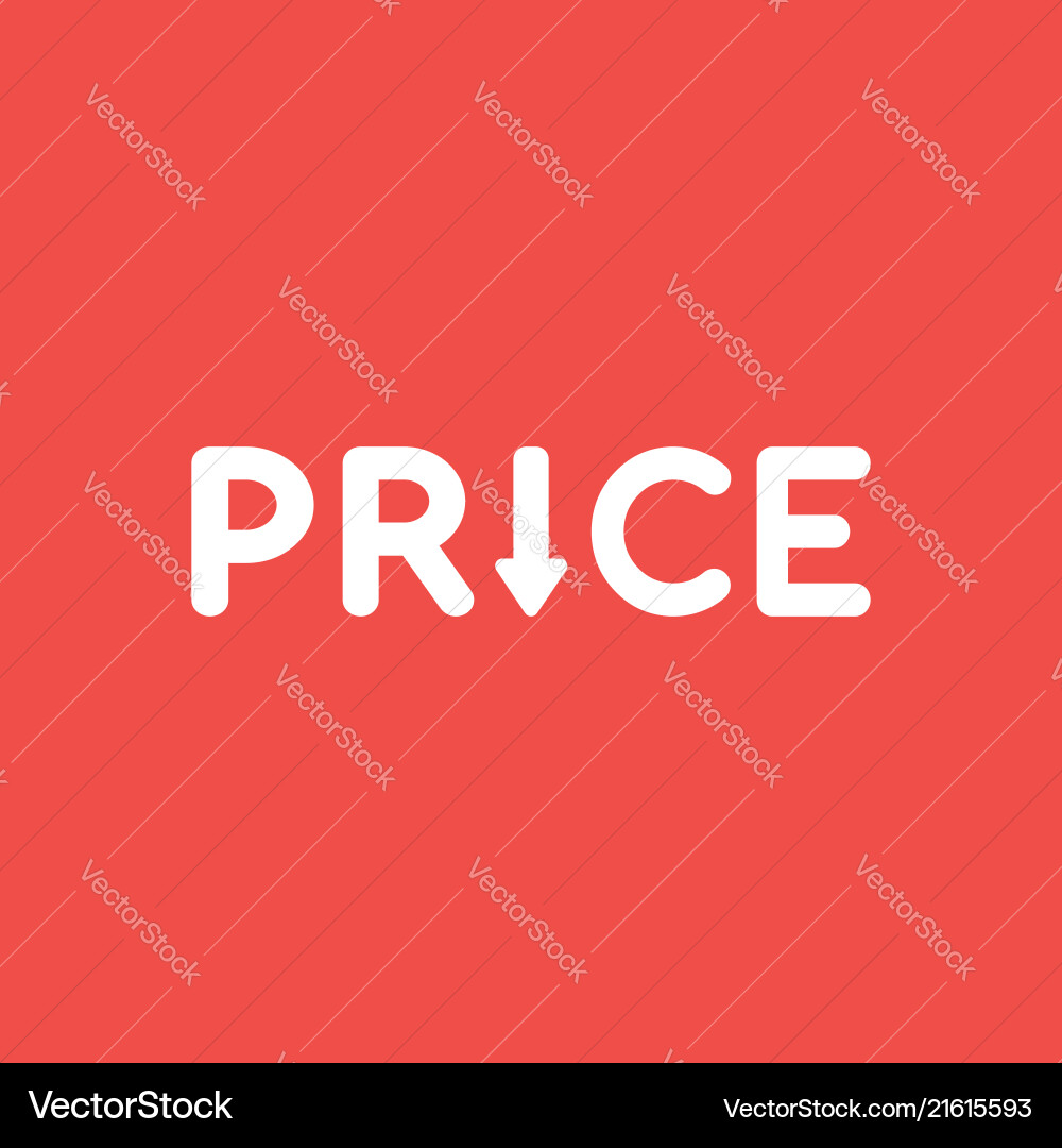 Icon concept price word with arrow moving down Vector Image