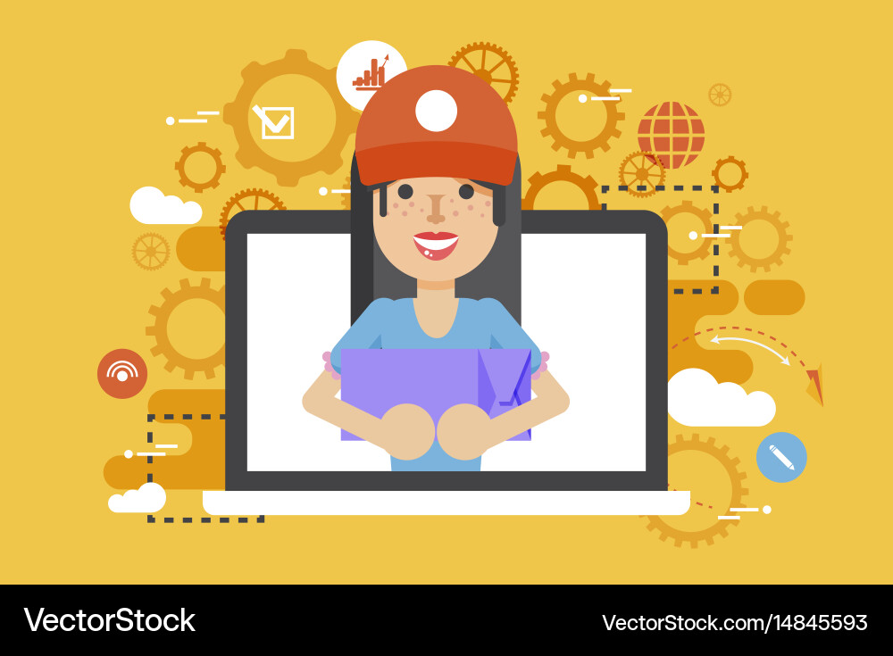 Peddler parcels carrier woman Royalty Free Vector Image